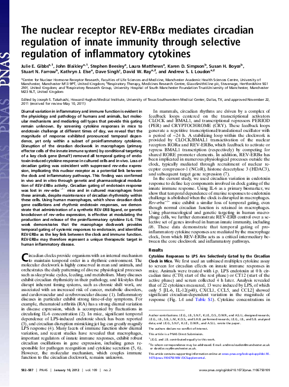 (PDF) The nuclear receptor REV-ERB mediates circadian regulation of ...