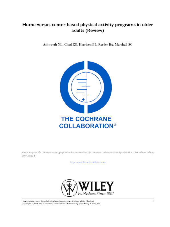 (PDF) Home versus center based physical activity programs in older adults