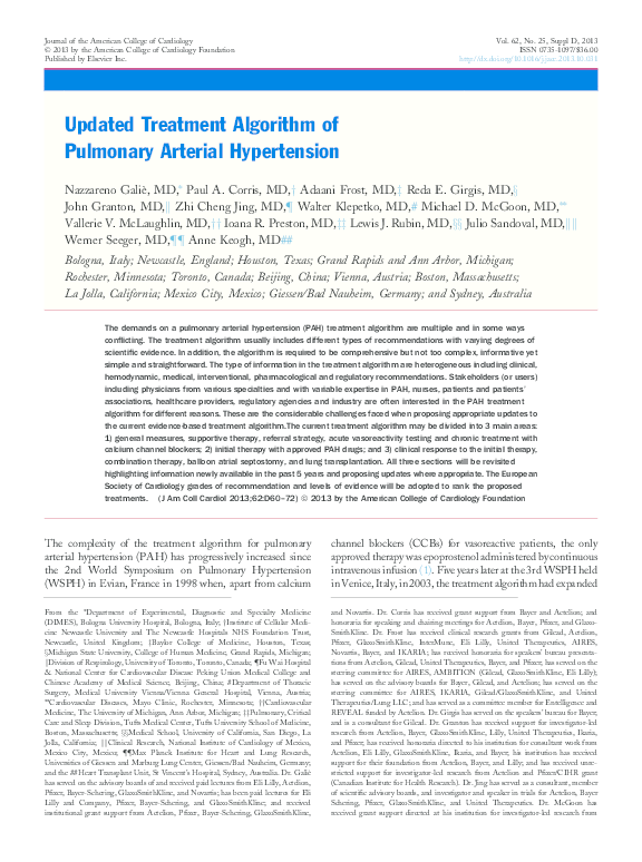(PDF) Updated Treatment Algorithm of Pulmonary Arterial Hypertension