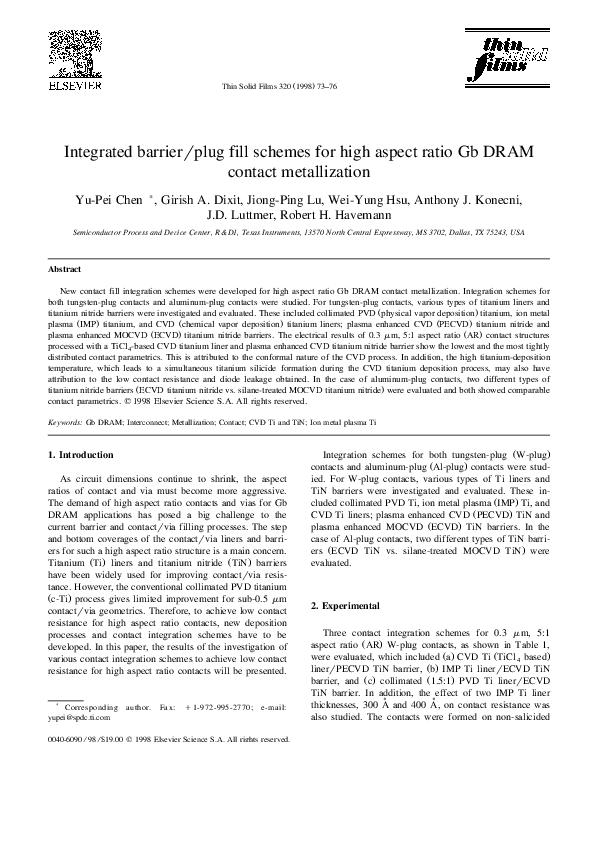 (PDF) Integrated barrier/plug fill schemes for high aspect ratio Gb ...