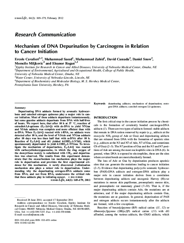 (PDF) Mechanism of DNA depurination by carcinogens in relation to ...