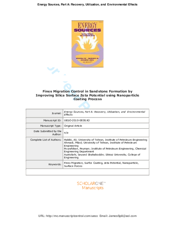 (PDF) Fines Migration Control in Sandstone Formation by Improving ...