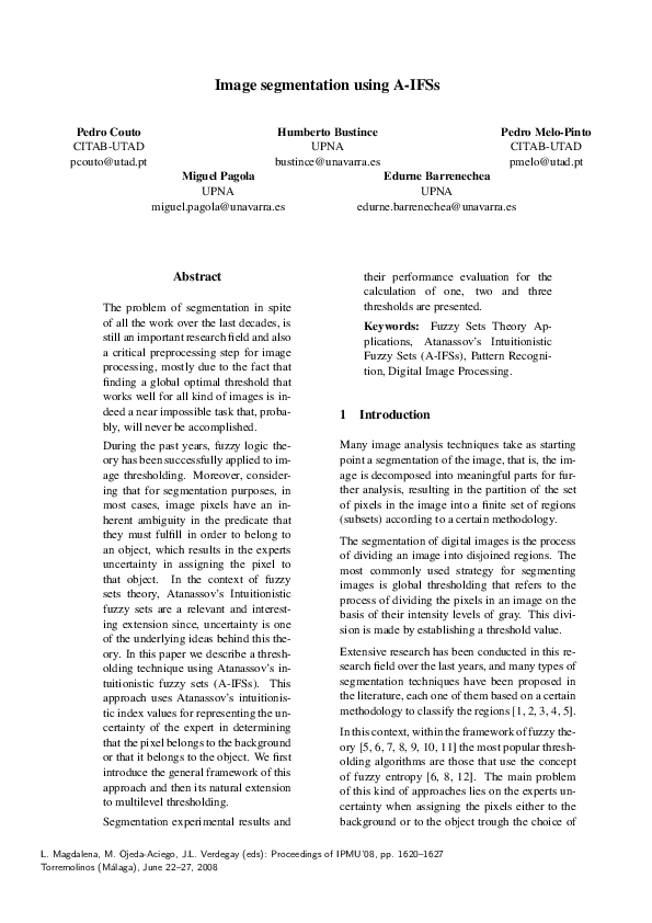 (PDF) Image segmentation using A-IFSs