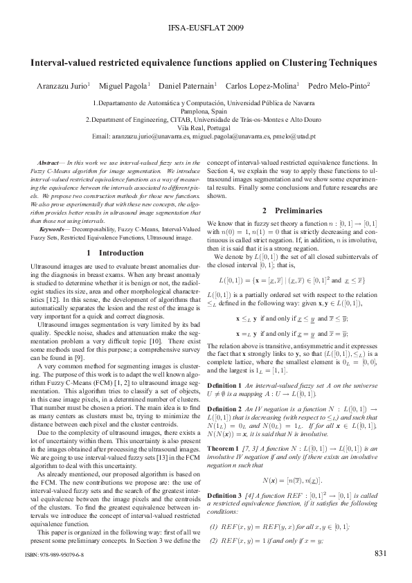 Pdf Interval Valued Restricted Equivalence Functions Applied On Clustering Techniques
