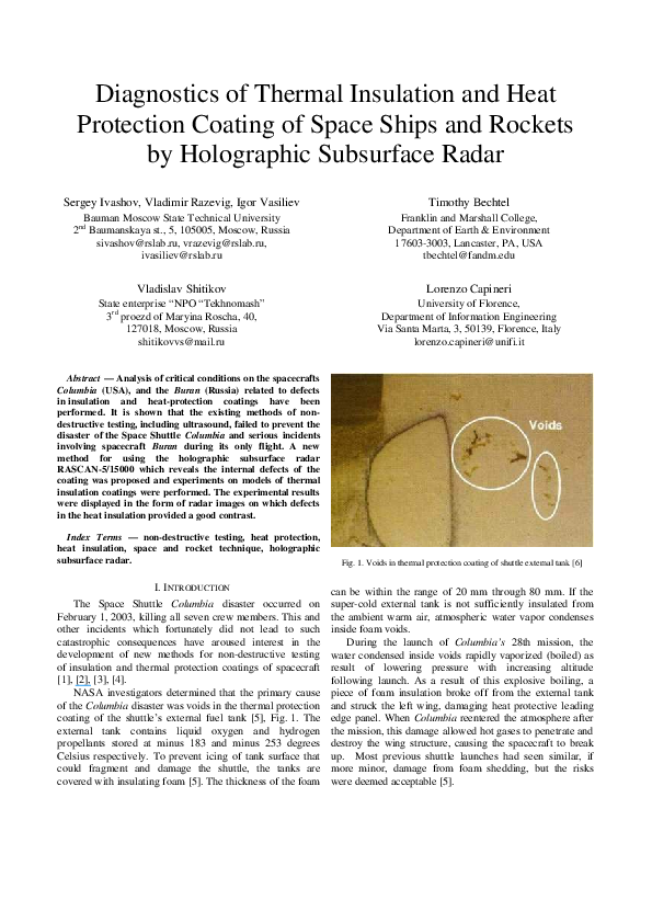 (PDF) Diagnostics of thermal insulation and heat protection coating of ...