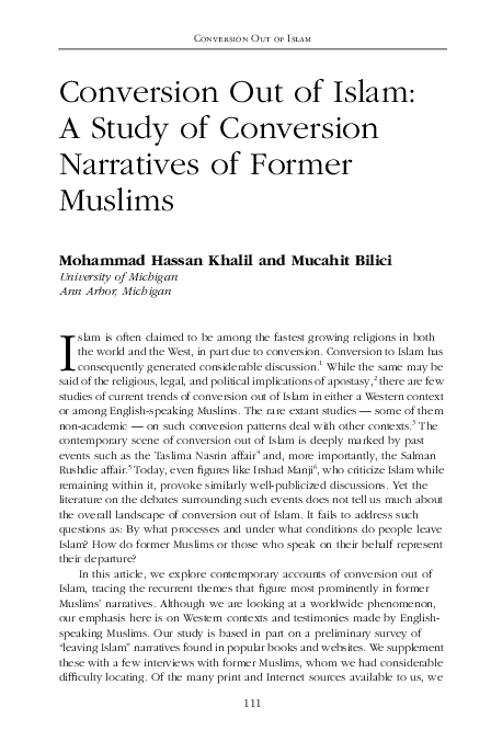 (PDF) Conversion Out of Islam: A Study of Conversion Narratives of ...