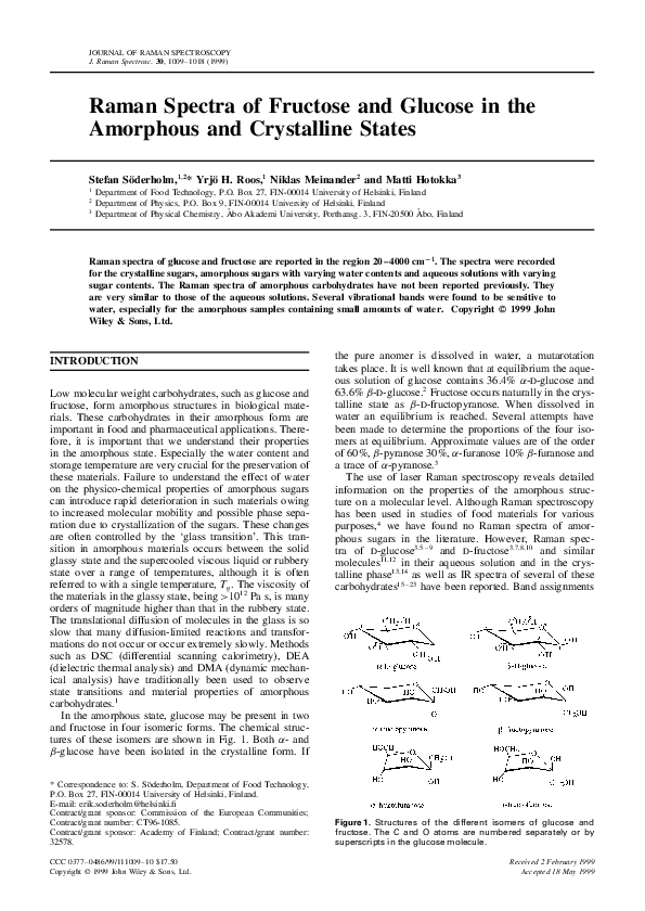 (PDF) Raman spectra of fructose and glucose in the amorphous and ...