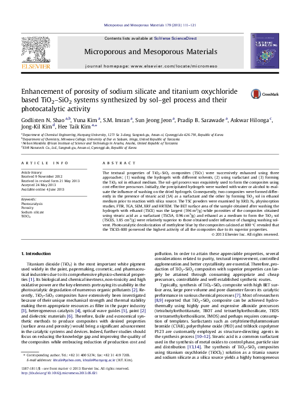 (PDF) Enhancement of porosity of sodium silicate and titanium ...