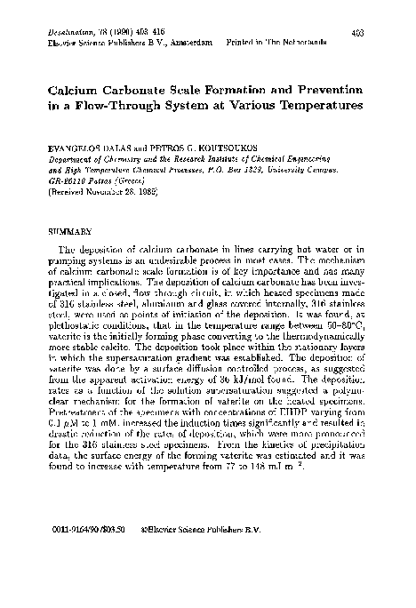 (PDF) Calcium carbonate scale formation and prevention in a flow ...