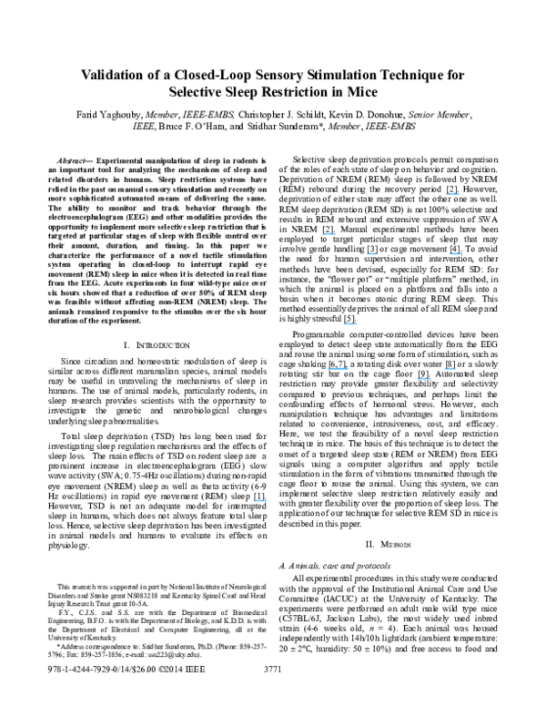 (PDF) Validation of a closed-loop sensory stimulation technique for ...