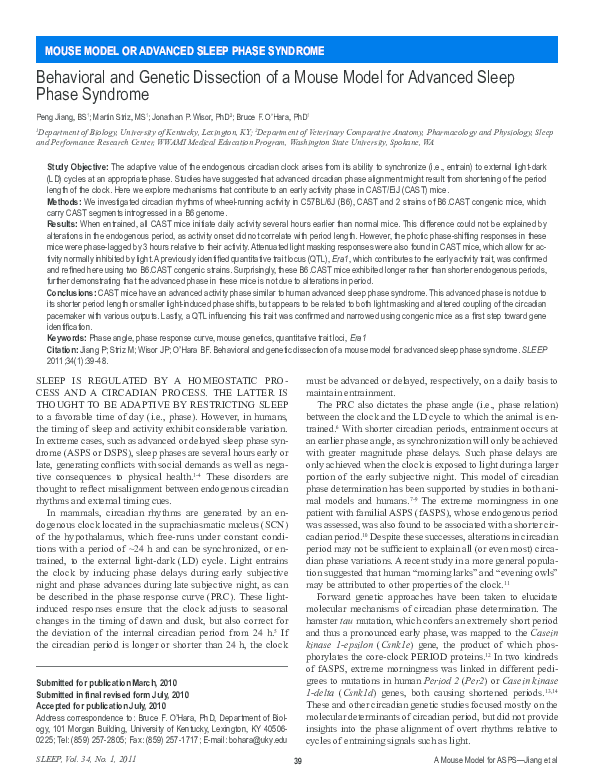 (PDF) Behavioral and genetic dissection of a mouse model for advanced ...