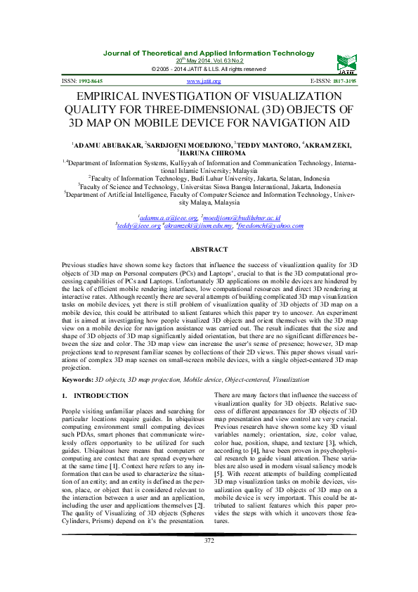 (PDF) Empirical investigation of visualization quality for three-dimensional (3d) objects of 3d ...