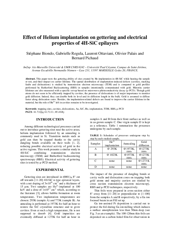(PDF) Effect of Helium implantation and Au diffusion on electrical and structural properties of ...