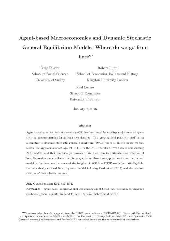 (PDF) Agent-based Macroeconomics and Dynamic Stochastic General Equilibrium Models: Where do we ...