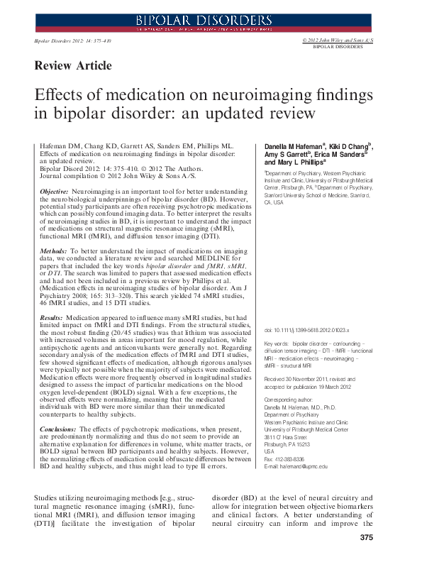 (PDF) Effects of medication on neuroimaging findings in bipolar ...