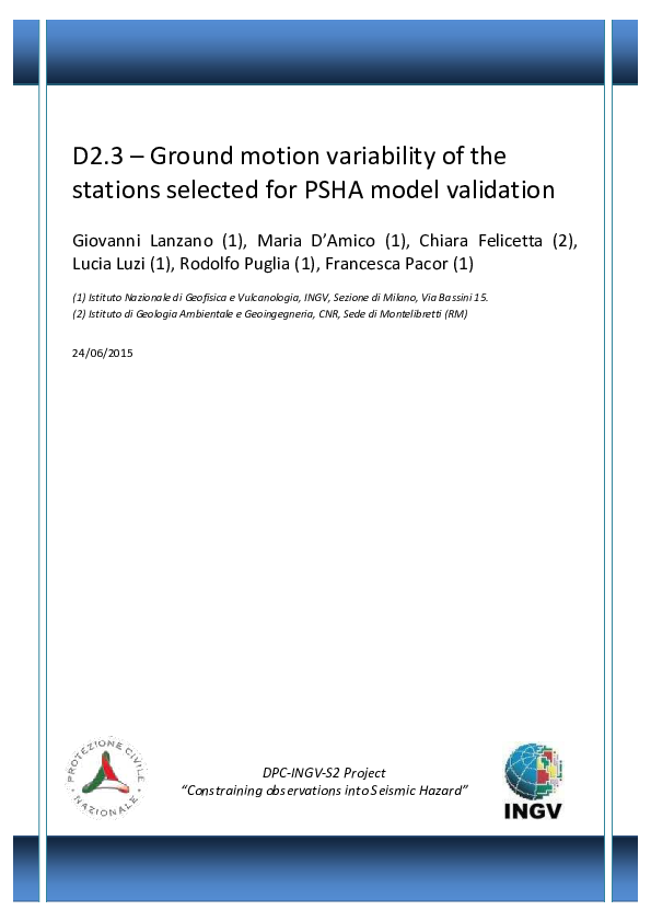 (PDF) D2.3 – Ground motion variability of the stations selected for ...