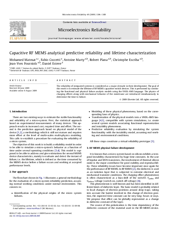 (PDF) Capacitive RF MEMS analytical predictive reliability and lifetime characterization