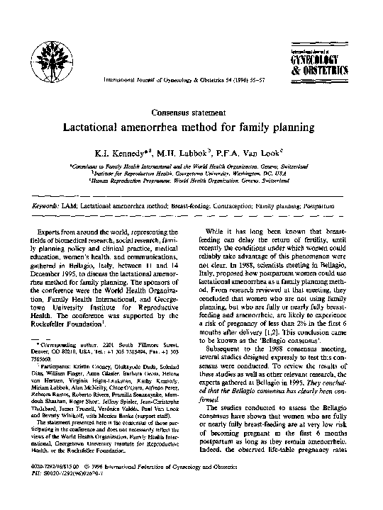 (PDF) Lactational amenorrhea method for family planning