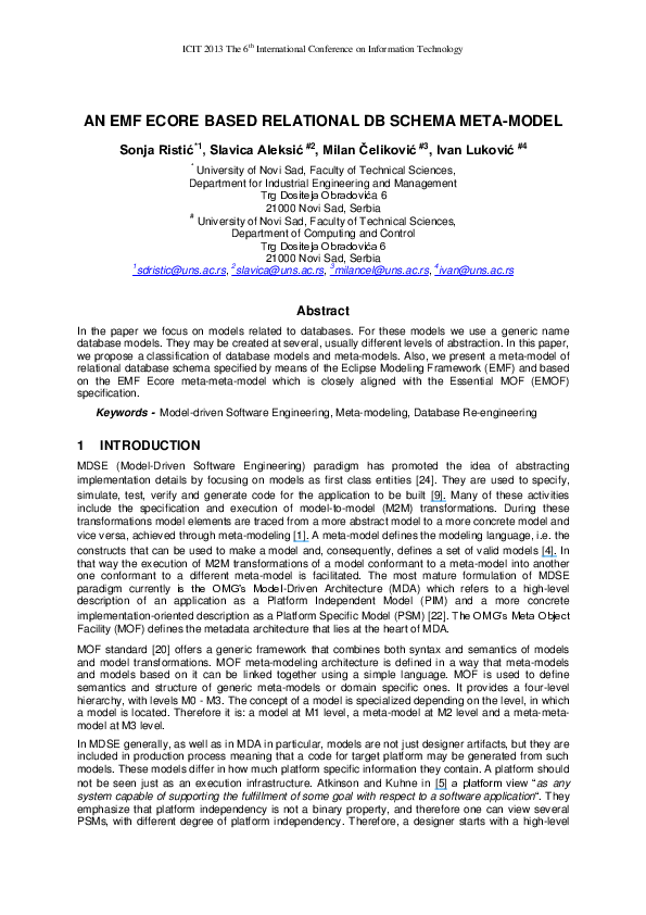 (PDF) An EMF Ecore based relational dB schema meta-model