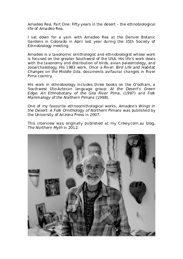 (DOC) Amadeo Rea: Life and Work in Ethnobiology