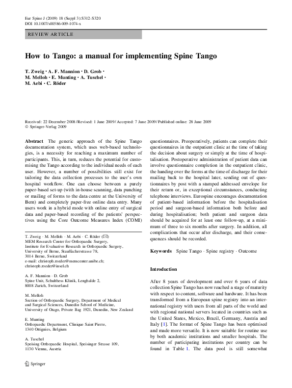 (PDF) How to Tango: a manual for implementing Spine Tango