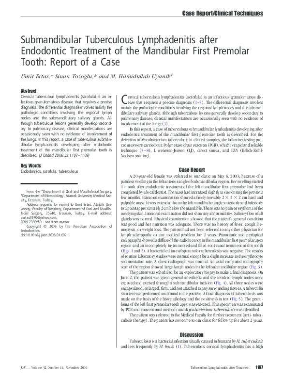 (PDF) Submandibular Tuberculous Lymphadenitis after Endodontic ...
