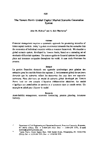 (PDF) The Towers Perrin Global Capital Market Scenario Generation System