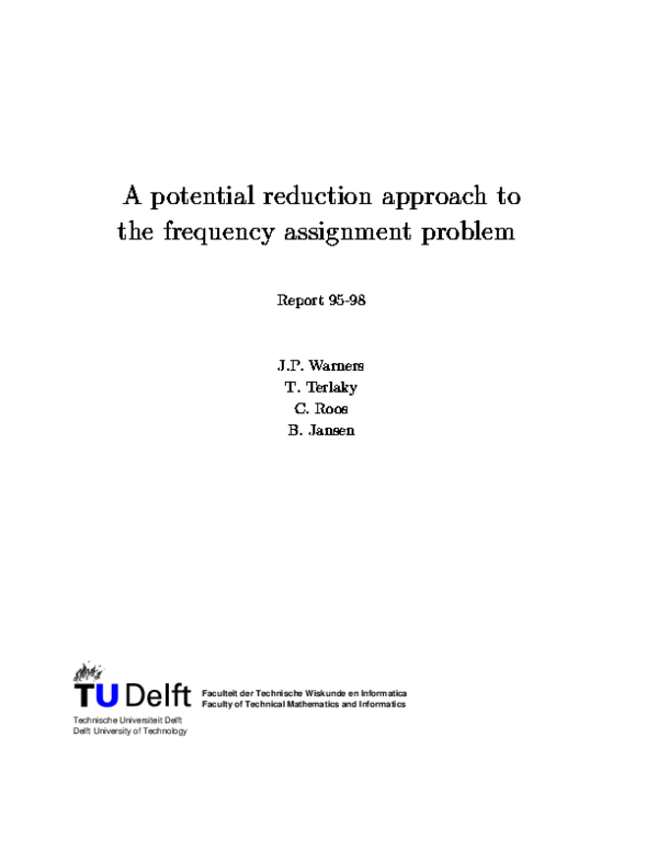 (PDF) A potential reduction approach to the frequency assignment problem