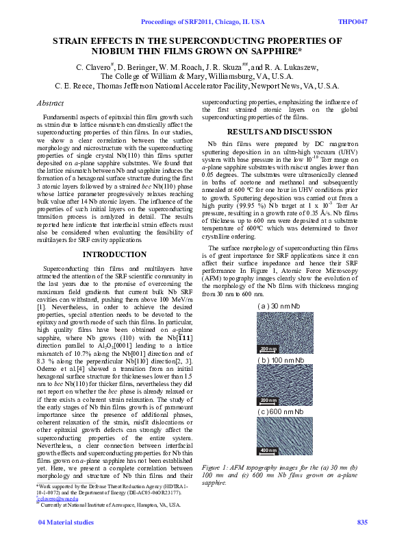 Pdf Strain Effects In The Superconducting Properties Of Niobium Thin
