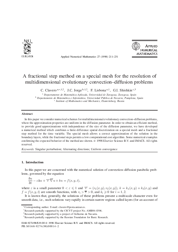 (PDF) A fractional step method on a special mesh for the resolution of multidimensional ...