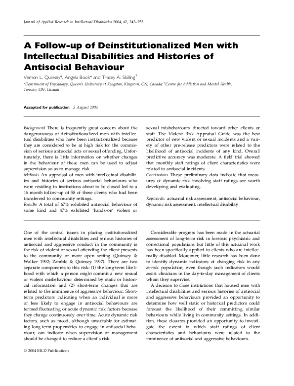 (PDF) Deinstitutionalized Men: Antisocial Behaviour Risks