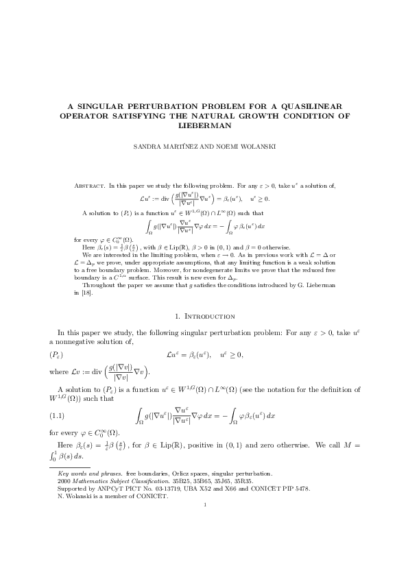 (PDF) A Singular Perturbation Problem for a Quasi-Linear Operator Satisfying the Natural Growth ...