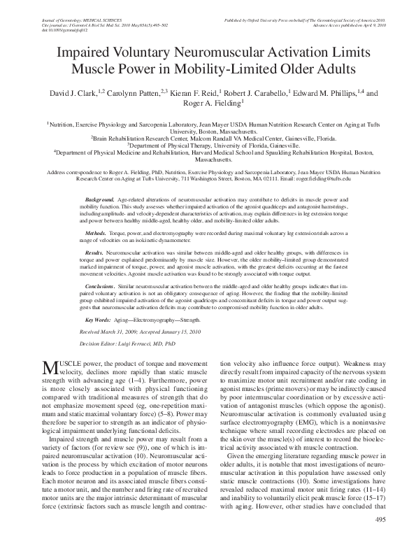 (PDF) Impaired Voluntary Neuromuscular Activation Limits Muscle Power ...