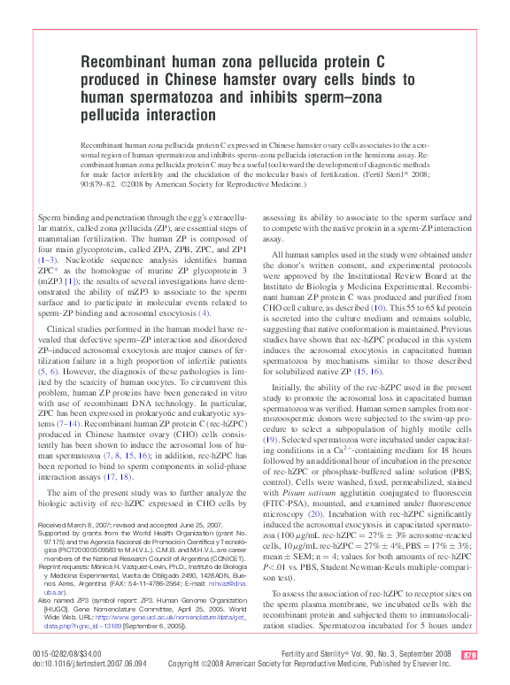 (PDF) Recombinant human zona pellucida protein C produced in Chinese ...