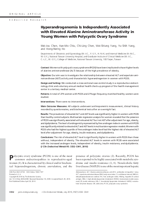(PDF) Hyperandrogenemia Is Independently Associated with Elevated ...