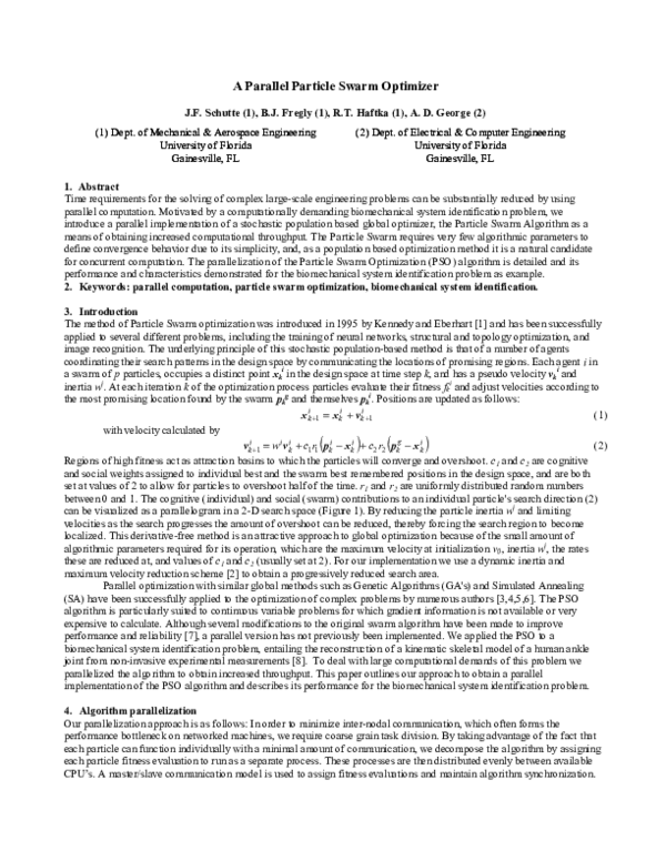 (PDF) A parallel particle swarm optimizer