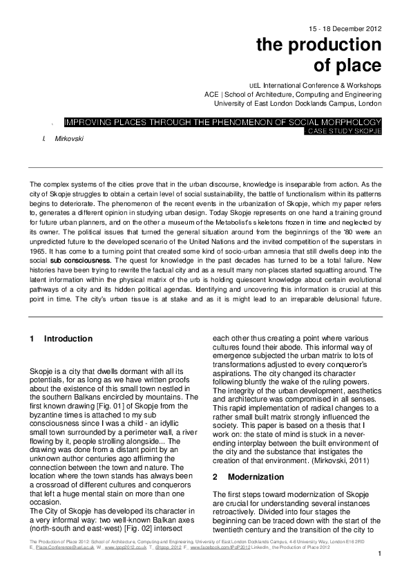 (PDF) IMPROVING PLACES THROUGH THE PHENOMENON OF SOCIAL MORPHOLOGY ...