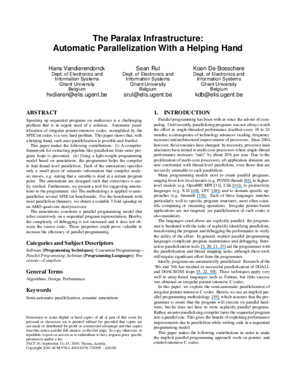 (PDF) The Paralax infrastructure: Automatic parallelization with a helping hand