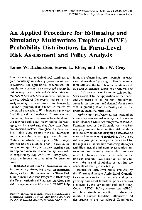 (PDF) An applied procedure for estimating and simulating multivariate ...