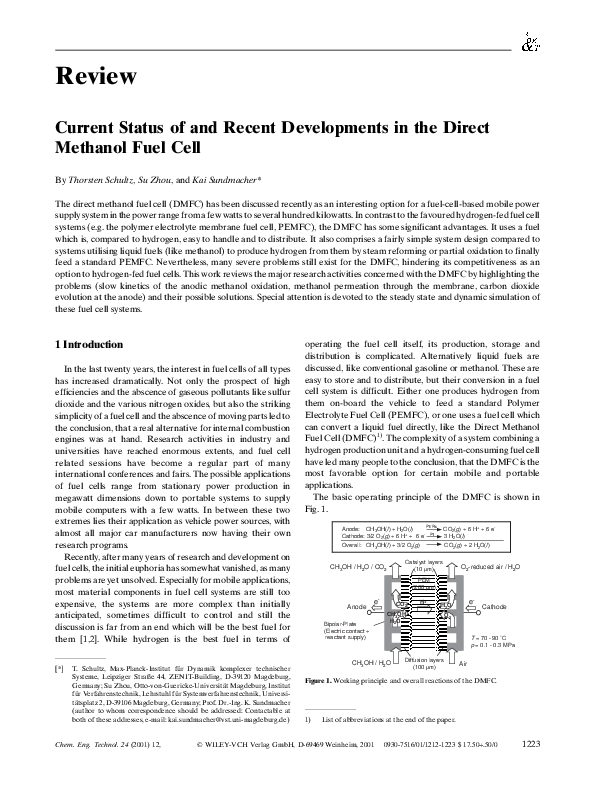 (PDF) Current Status of and Recent Developments in the Direct Methanol ...