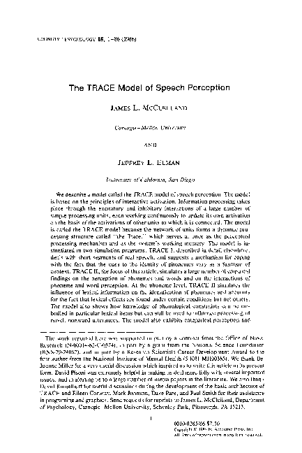 (PDF) The TRACE model of speech perception