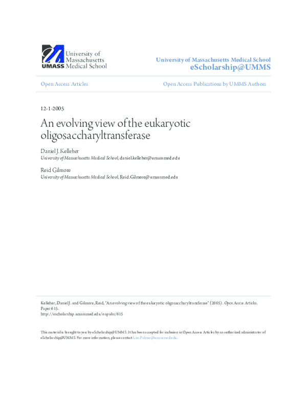 (PDF) An evolving view of the eukaryotic oligosaccharyltransferase