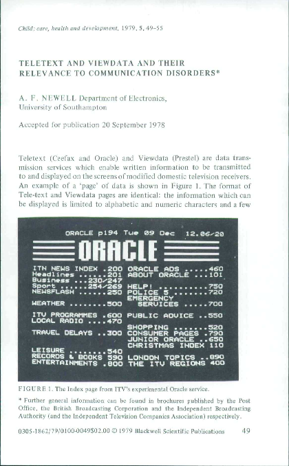 (PDF) Teletext and Viewdata and Their Relevance to Communication ...