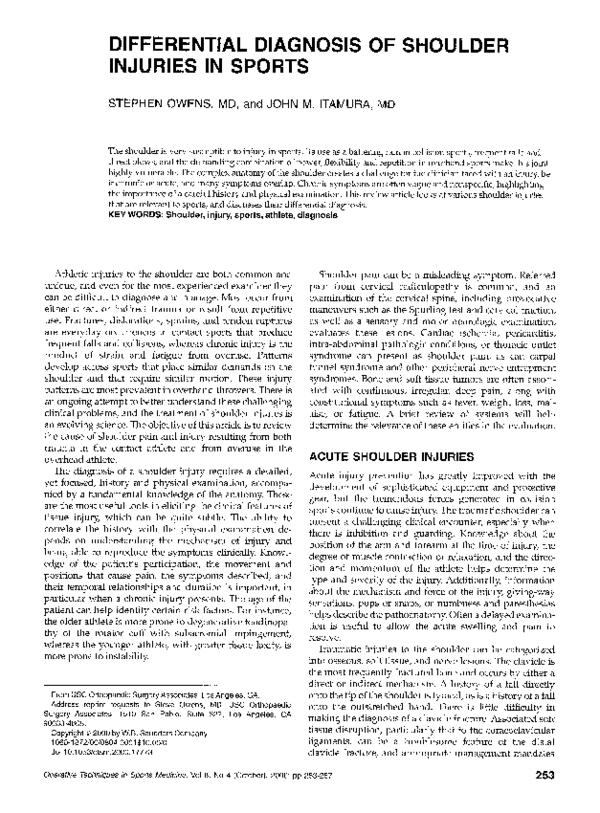 (PDF) Differential diagnosis of shoulder injuries in sports