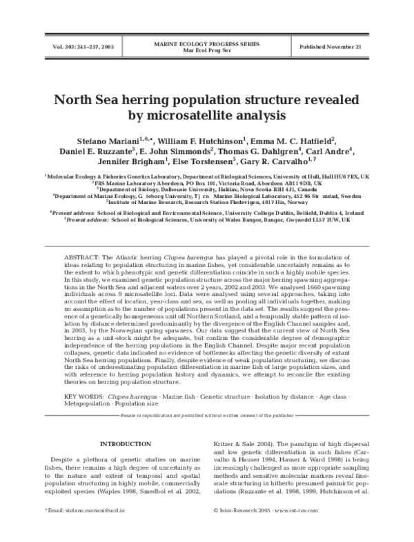 (PDF) North Sea herring population structure revealed by microsatellite ...