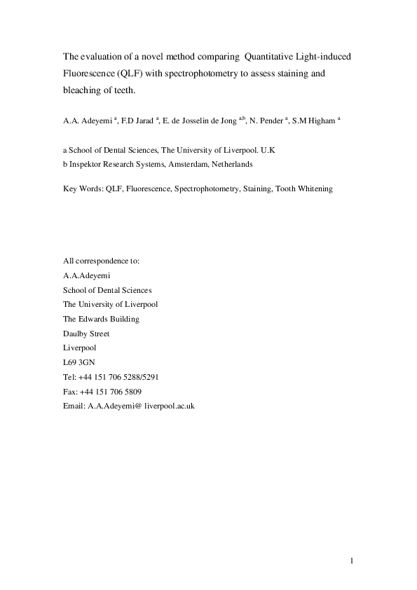 (PDF) The evaluation of a novel method comparing quantitative light ...