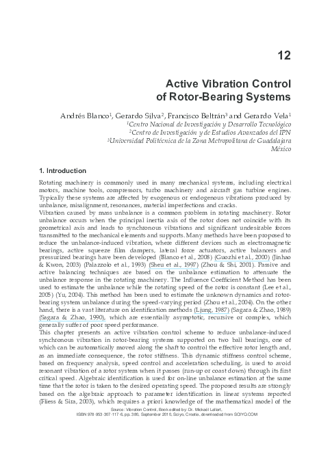 (PDF) Active Vibration Control of Rotor-Bearing Systems