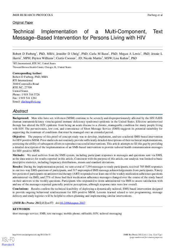 (PDF) Tailored text messaging intervention for HIV adherence: A proof ...