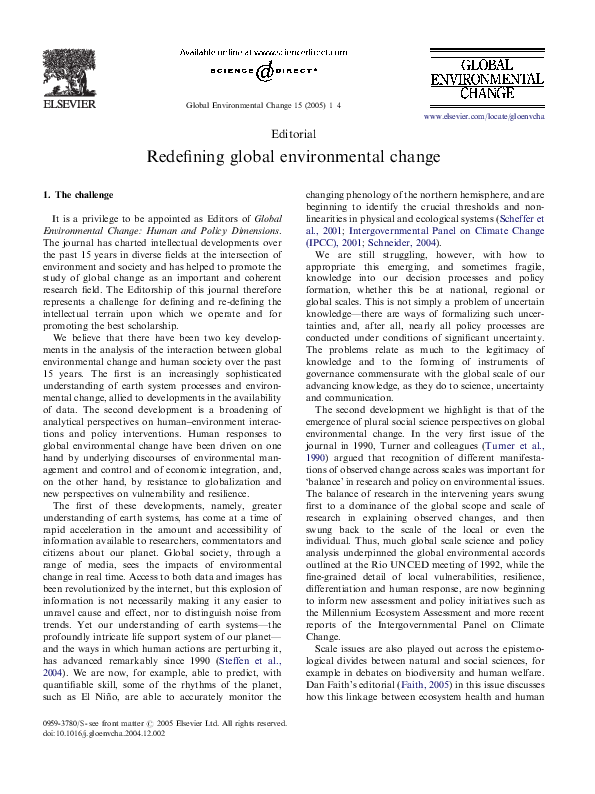 (PDF) Redefining global environmental change