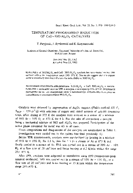 (PDF) Temperature-programmed reduction of CuO−NiO/Al2O3 catalysts